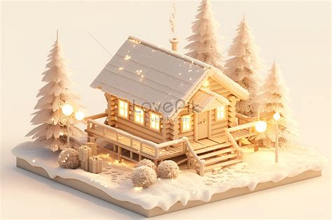 아늑한 크리스마스 캐빈 일러스트 무료 다운로드 Lovepik