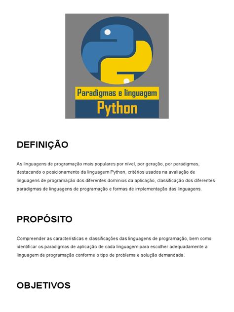 Paradigmas E Linguagem Python Download Grátis Pdf Linguagem De Programação Programas