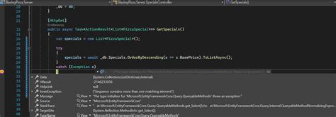 GetSpecials Endpoint Throwing Exception After Upgrading To NET 6