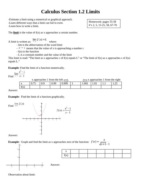 12 Limits And Their Properties Pdf Function Mathematics