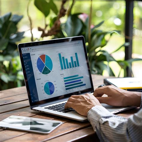 Focused Individual In Nature Setting Analyzing Data On Laptop With