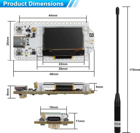 Esp32 Lora V3 Board 915mhz Sx1262 And 10dbi Sma Antenna For Iot Meshnology