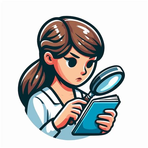 Vector Woman Looking For Something With A Magnifying Glass Premium Ai