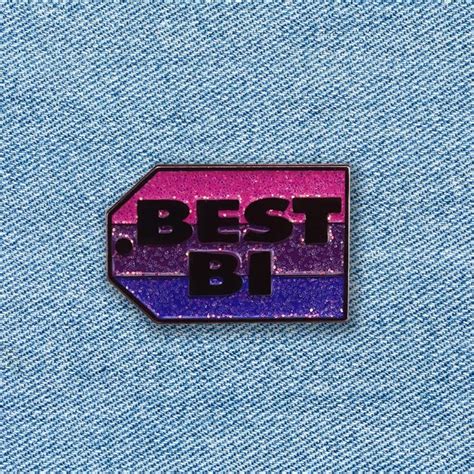 Best Bi Bisexual Pride Glitter Enamel Lapel Pin Lapel Pins Enamel