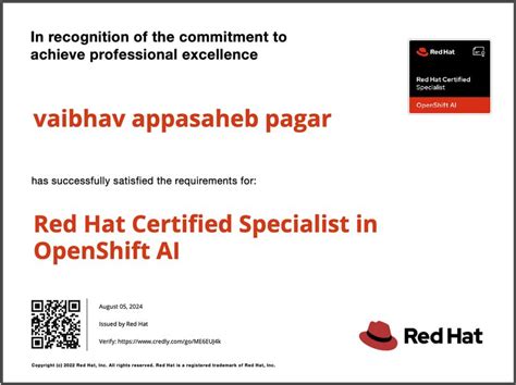 vaibhav pagar on linkedin ai machinelearning openshiftai redhat certification techinnovation…