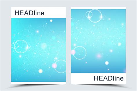 브로셔 커버 배너 전단지 연례 보고서 및 전단지에 대 한 최신 벡터 템플릿입니다 연결 선과 점으로 추상적인 예술 작품 파도 흐름