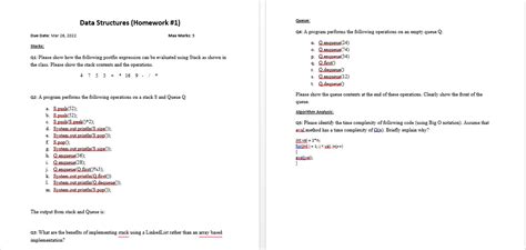 Solved Data Structures Homework 1 Queue Due Date Mar