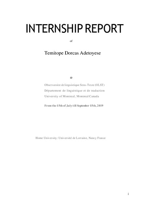 Pdf Academic Internship Report