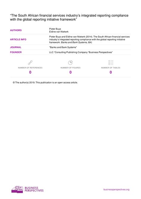 Pdf The South African Financial Services Industrys Integrated