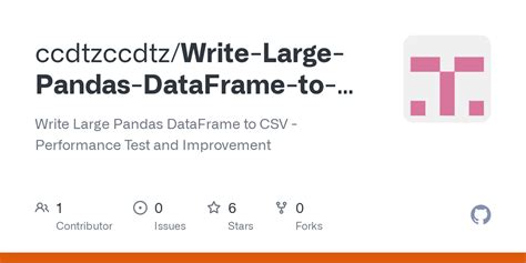 Github Ccdtzccdtzwrite Large Pandas Dataframe To Csv Performance Test And Improvement