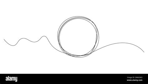 Continuous One Line Circle Icon Stroke Stretch Single Shape Vector Zen