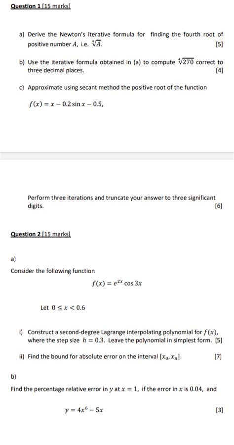 Solved A Derive The Newtons Iterative Formula For Finding
