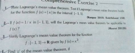 1 state lagrange s mean value theorem test if lagrange s mean value the