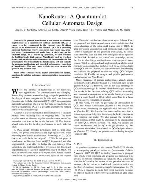 Pdf Nanorouter A Quantum Dot Cellular Automata Design