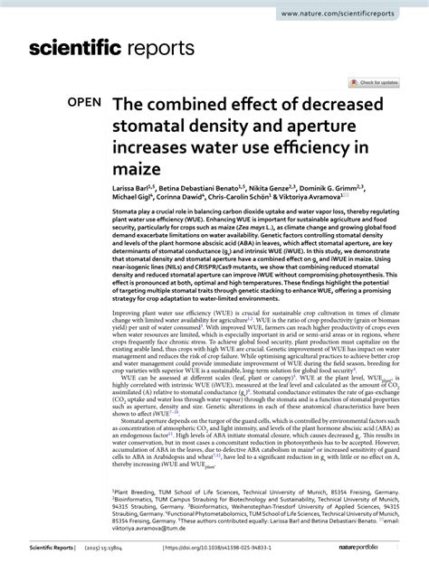 Pdf The Combined Effect Of Decreased Stomatal Density And Aperture