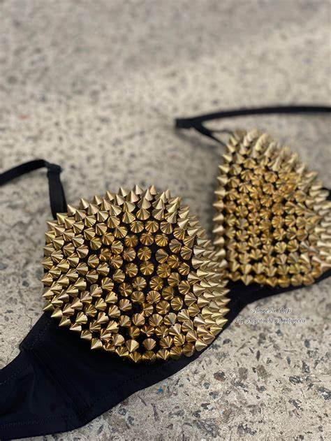 Bra Spikes Sexy Bra Gold Spikes Rave Disco Bra Bra Edc Etsy