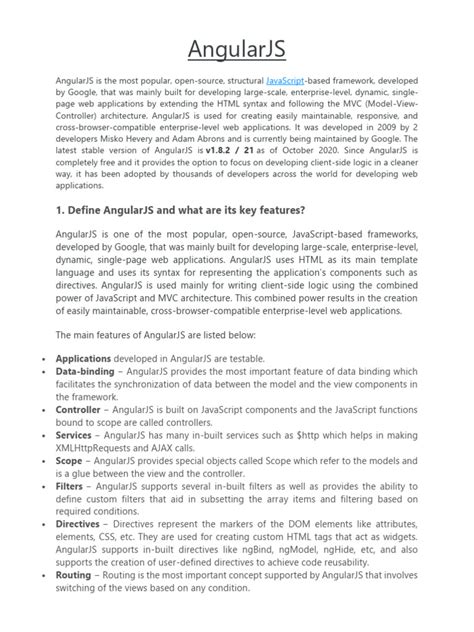 Angularjs Important Ques Pdf Angular Js Modelviewcontroller