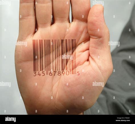 Palm With Barcode Stock Photo Alamy
