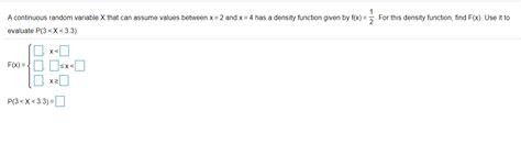 Solved A Continuous Random Variable That Can Assume Values