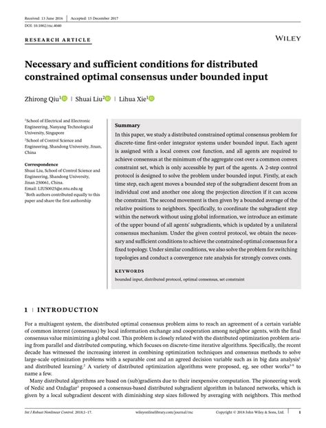 Pdf Necessary And Sufficient Conditions For Distributed Constrained Optimal Consensus Under