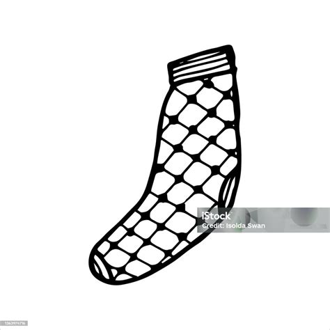 낙서 스타일로 손으로 그린 양말 흑백 벡터 일러스트레이션 검은색에 대한 스톡 벡터 아트 및 기타 이미지 검은색 낙서 드로잉 면 Istock