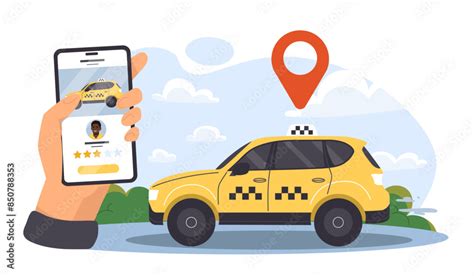Taxi Navigation Concept Person Orders Transport Application For