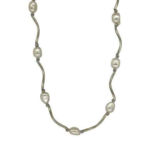 18 Twisted Tubes Pearl Necklace White Maka Imports