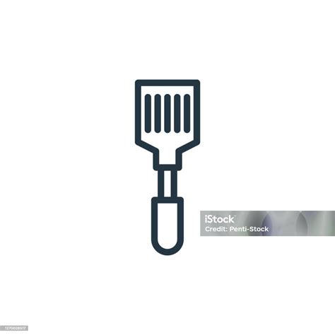 흰색 배경에 격리된 주걱 벡터 아이콘입니다 개요 웹 사이트 디자인 및 모바일 응용 프로그램 개발을위한 얇은 라인 주걱 아이콘