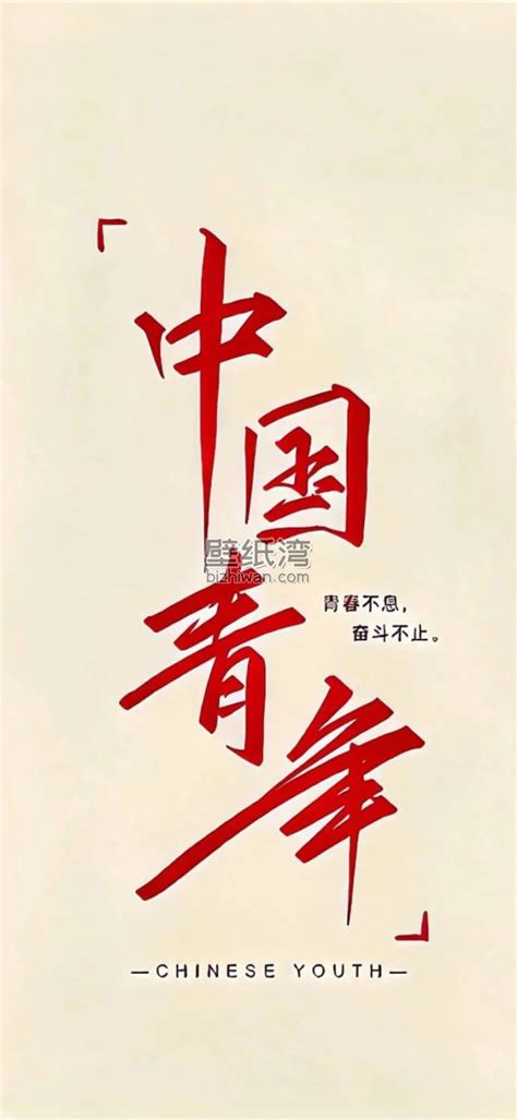 中国青年，青春不息，奋斗不止，励志海报手机壁纸图片 高清手机电脑壁纸下载 壁纸湾