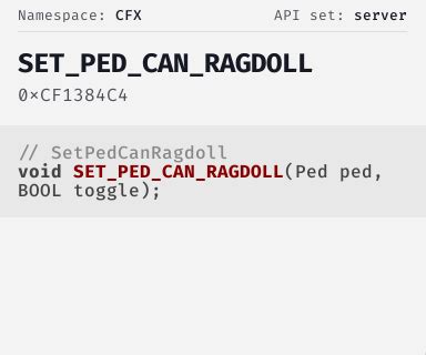 SetPedCanRagdoll FiveM Natives Cfx Re Docs