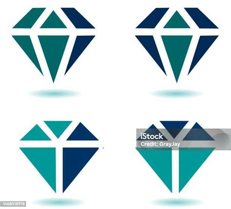 다이아몬드 에메랄드 루비 사파이어 로고 양식화된 보석 로고 기하학적 보석 아이콘 디자인 녹색 흑백으로 제공됩니다 편집 가능한 벡터 그림입니다 로고에 대한 스톡 벡터 아트 및