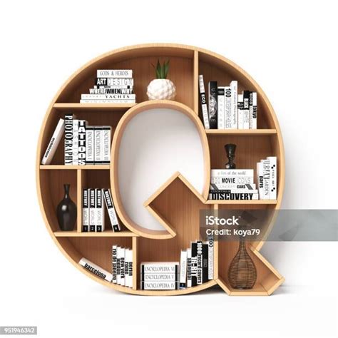 책장 3 차원 글꼴 책의 형태로 알파벳 선반 이랑 폰트입니다 편지 Q 알파벳 Q에 대한 스톡 사진 및 기타 이미지 알파벳 Q 3차원 형태 가구 Istock