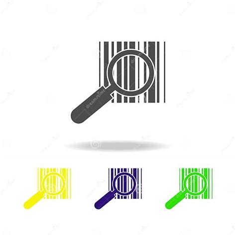 Loupe Et Icônes Multicolores De Code Barres Signes Et Icône De