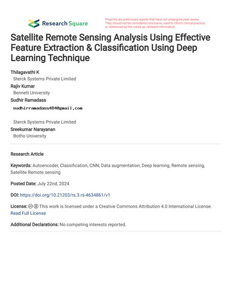 Pdf Satellite Remote Sensing Analysis Using Effective Feature