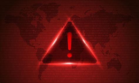 Premium Vector Attention Danger Hacking Neon Symbol On Map Dark Red