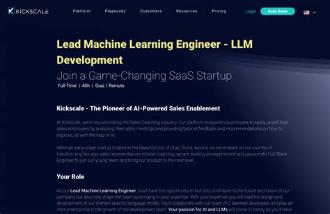 Lead Machine Learning Engineer Kickscale Saas Startup