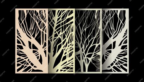 레이저 컷 템플릿 패턴 금속 절단 또는 나무 조각 패널 디자인 인테리어 장식 나무 Cnc 프리미엄 벡터