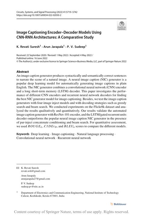 Image Captioning Encoderdecoder Models Using Cnn Rnn Architectures A