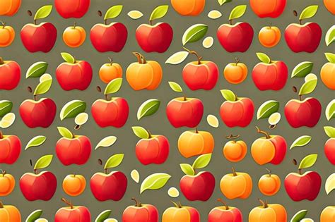 Premium Ai Image A Seamless Pattern Of Apples And Leaves With The Word Apple On The Bottom