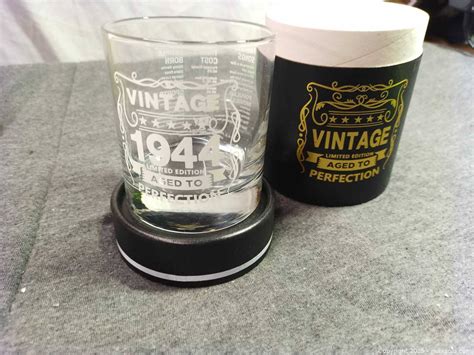 Vintage 1944 Etched Whiskey Glass With T Case Maxsold