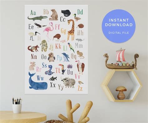 Alphabet Print Alphabet Poster PRINTABLE Alphabet Printable Etsy