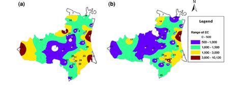 Spatial Variation Of Ec Lscm A Pre Monsoon And B Post Monsoon
