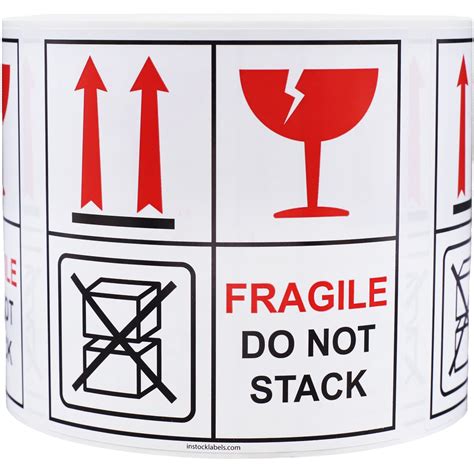 Fragile Do Not Stack 4 Way Shipping Labels Warehouse Labels