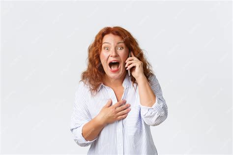 Premium Photo Middle Aged Redhead Woman Posing