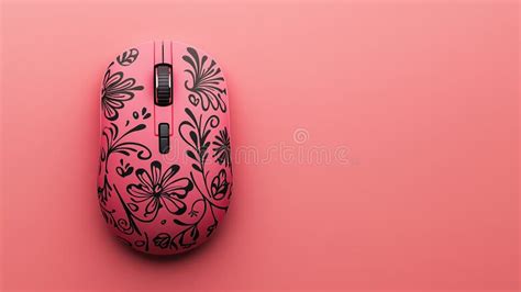 Pink Mouse With Black Floral Decals On Pink Background Stock Illustration Illustration Of