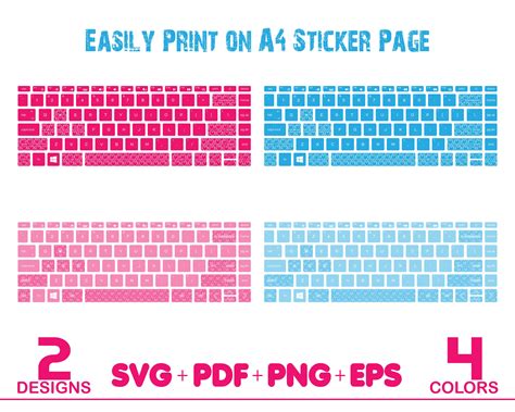 Keyboard Printable Stickers Window Laptop Decal Clipart Pack Of 4 Instant Digital Download Etsy