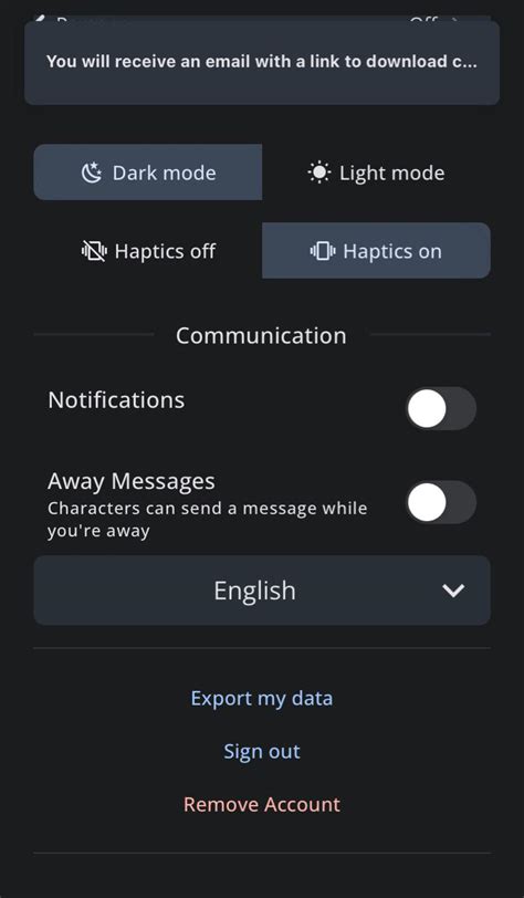 Data Export Not Working Rcharacterai