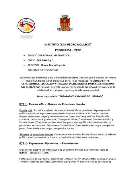 3ero B Y C Progr Matematica Prof Flores Pdf