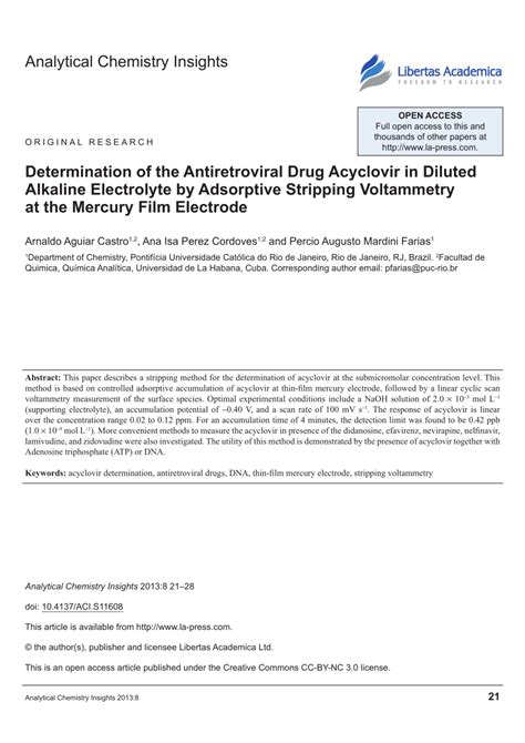 Pdf Determination Of The Antiretroviral Drug Acyclovir In Diluted