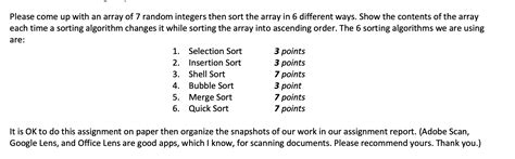 Solved Please Come Up With An Array Of 7 Random Integers